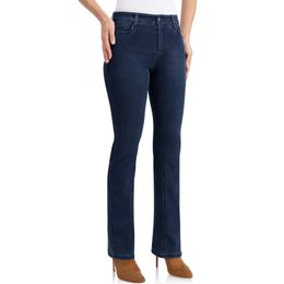 Bootcut-Jeans WONDERJEANS Gr. 36, Länge 30, blau (blue used30) Damen Jeans Figurbetonte Form mit leicht ausgestelltem Bein