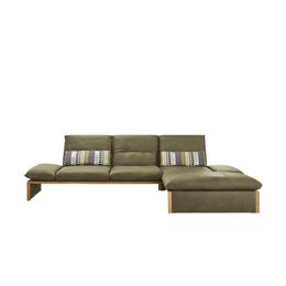 Koinor Leder-Ecksofa mit Massivholzrahmen aus Wildeiche Humfrey ¦ grün ¦ Maße (cm): B: 314 H: 93 T: 159