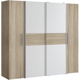 Kleiderschrank FORTE "Kalixtus, OTTOs Choice, TOPSELLER, Made in Europe" Schränke Gr. B/H/T: 200,1cm x 190,5cm x 61,6cm, 4 St., weiß (sonoma eiche/ weiß) Kombination aus Dreh- und Schwebetüren, mehrere Farben Bestseller