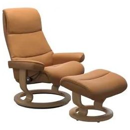 Relaxsessel stressless "View" Sessel Gr. Material Bezug, Cross Base Eiche, Ausführung Funktion, Größe B/H/T, braun (new caramel) mit Classic Base, Größe L,Gestell Eiche