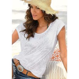 Beach Time BEACHTIME T-Shirt mehrfarbig Gr. 32/34 für Damen. Tiefer Rundhals und Print