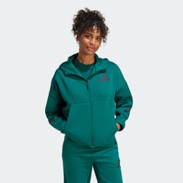 Kapuzensweatshirt adidas Sportswear "W Z.N.E. FZ" Gr. L, grün (collegiate green) Damen Sweatshirts