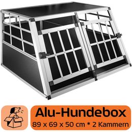 Hundebox Hundetransportbox Auto Alu Hunde Transportbox Aluminium Kofferraum Transport Box für Hund Dog Autobox 89 x 69 x 50 cm Haustier Käfig Petigi