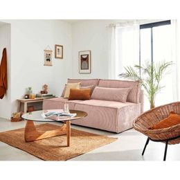 Kiara - 3-sitzer sofa ohne armlehnen - schlaffunktion - mit bettkasten - cord - rosa