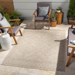 Berberteppich Outdoor Indoor Terrasse Balkon Ethno Jute Effekt Braun und Beige 200 x 275 cm - Surya