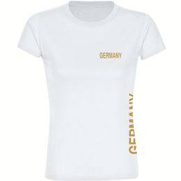 multifanshop Damen T-Shirt - Germany - Brust & Seite Gold - Druck gold metallic - Frauen