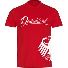 multifanshop® Herren T-Shirt - Deutschland - Adler seitlich - Druck weiß