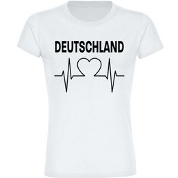 multifanshop Damen T-Shirt - Deutschland - Herzschlag - Druck schwarz - Frauen