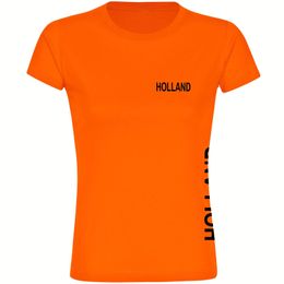 multifanshop Damen T-Shirt - Holland - Brust & Seite - Druck schwarz - Frauen