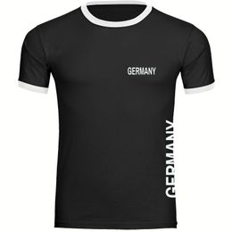 multifanshop® Kontrast T-Shirt - Germany - Brust & Seite - Druck weiß