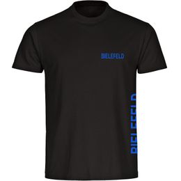 multifanshop® Kinder T-Shirt - Bielefeld - Brust & Seite - Druck blau