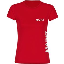 multifanshop Damen T-Shirt - Mainz - Brust & Seite - Druck weiß - Frauen