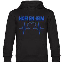 multifanshop® Kapuzen Sweatshirt - Hoffenheim - Herzschlag - Druck blau