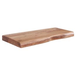 WOHNLING Wandregal Baumkante Akazie Holz Design Schweberegal 40 cm Regal Massiv