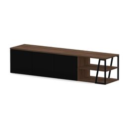 TV-Bank TemaHome "Albi TV Tisch, Lowboard, TV-Schrank, TV-Board" Sideboards Gr. B/H/T: 190 cm x 45 cm x 45 cm, nussbaum, metall schwarz Großzügiger Stauraum mit Türen und offenen Fächern