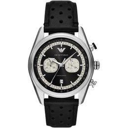 Chronograph Emporio Armani Armbanduhren schwarz Herren Quarzuhr, Armbanduhr, Herrenuhr, Lederarmband, analog, Tag