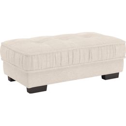 Hockerbank Inosign "Diwan II" Hocker Gr. B/H/T: 128cm x 46cm x 67cm, Cord, beige (stripes 8622 natur) Passend zur Garnitur, wahlweise mit DuraFlex-Polsterung, bis 140 kg