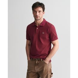 Poloshirt Gant "REG SHIELD SS PIQUE POLO" Gr. L, rot (wine red) Herren Shirts mit Logo und Flachstrickkragen 100% Baumwolle Pique