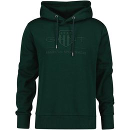 Hoodie Gant "REG TONAL SHIELD HOODIE" Gr. 4XL, grün (tartan green) Herren Sweatshirts mit Logostickerei