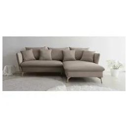 Ecksofa Andas "MERLE, 258 cm, L-Form, traumhafter Cord" Sofas Gr. B/H: 258cm x 91cm, Cord, Recamiere rechts, braun (hellbraun) mit Bettfunktion und Bettkasten, Liegefläche 224 x 139