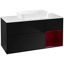 Villeroy & Boch Villeroy und Boch Finion Waschtischunterschrank F301HBPH 120cm, Abdeckplatte white matt, Regal rechts Peony, Glossy Black Lacquer