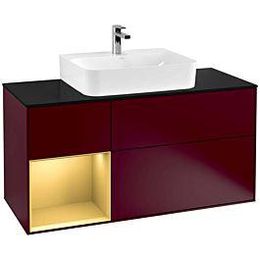 Villeroy & Boch Villeroy und Boch Finion Waschtischunterschrank F162HFHB 120cm, Abdeckplatte black matt, Regal links Gold matt, Peony Matt