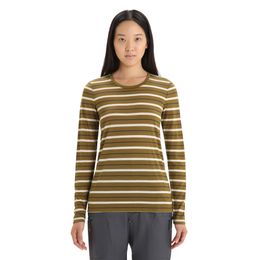 Icebreaker Merino Wave Langarmshirt Stripe - Frau - Algae/chalk - Größe XL