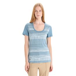 Icebreaker Merino Tech Lite II T-Shirt mit U-Ausschnitt Reflection Lines - Frau - Astral Blue - Größe XL