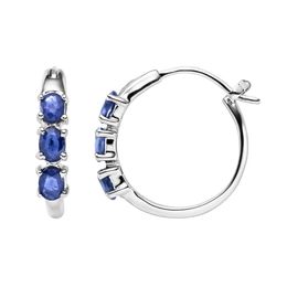 Paar Creolen VIRA JEWELS "925-Sterling Silber rhodiniert Glänzend Saphir Blau" Ohrringe Gr. ONE-SIZE, 1,2 ct, Silber 925 (Sterlingsilber), weiß (weiß, blau) Damen