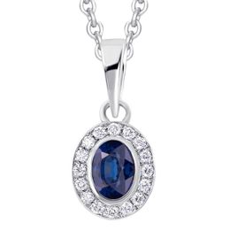 Ketten-Anhänger Vivance "0,04 ct Diamant Brillant Safir Anhänger aus 585 Weißgold" Schmuckanhänger Gr. 0.04 ct mit Diamant, Weißgold 585-Diamanten, silberfarben (silber) Damen Gold Schmuck