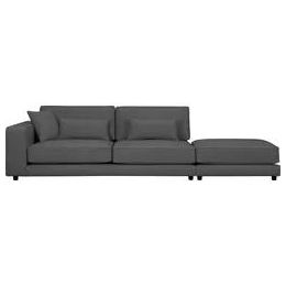 Ottomane OTTO products "Grenette" Sofas Gr. B/H/T: 291cm x 77cm x 102cm, Samtoptik recycelt, Armlehne links, grau (anthrazit) Modulsofa, im Baumwoll-Leinenmix oder aus recycelten Stoffen