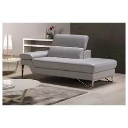 Ottomane Egoitaliano "Princess, elegantes Designsofa mit erstklassigem Sitzkomfort" Sofas Gr. B/H/T: 177cm x 95cm x 108cm, Leder BULL, Armlehne links, grau (stone) inkl. verstellbarem Kopfteil und edle Designmetallfüße