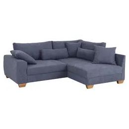 Ecksofa Home Affaire "Helena II DuraSpring" Sofas Gr. B/H/T: 227 cm x 88 cm x 190 cm, Struktur weich, Ottomane rechts, ohne Bettfunktion, blau (marine) mit Taschenfederkern, bis 140 kg belastbar, wahlweise Bett