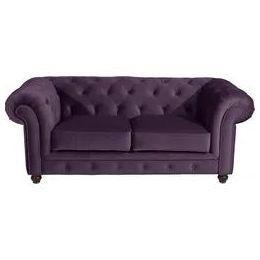 Chesterfield-Sofa Max Winzer "Old England modern, elegant und Retro, mit edler Knopfheftung" Sofas Gr. B/H/T: 192cm x 76cm x 96cm, Samtvelours 20442, lila im Retrolook, Breite 192 cm