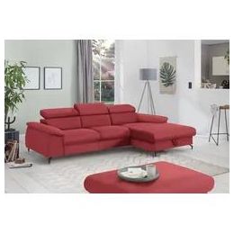 Ecksofa COTTA "Kitty L-Form" Sofas Gr. B/H/T: 244cm x 72cm x 166cm, Kunstleder SOFTLUX, Recamiere rechts, mit Bettfunktion und Bettkasten-mit Kopfteilverstellung, rot Modern, L-Form, Bodenfreiheit 12,5 cm