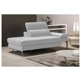 Ottomane Egoitaliano "Princess, elegantes Designsofa mit erstklassigem Sitzkomfort" Sofas Gr. B/H/T: 177cm x 95cm x 108cm, Leder CAREZZA, Armlehne rechts, silberfarben (silber) inkl. verstellbarem Kopfteil und edle Designmetallfüße