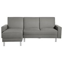 Schlafsofa Max Winzer "Just Fresh modernes kubisches Sofa, Rückenverstellung für Sitzkomfort" Sofas Gr. B/H/T: 230cm x 93cm x 152cm, Strukturgewebe 16523, Recamiere beidseitig montierbar, ohne Hocker, grau (hellgrau) Recamiere links oder rechts montierbar, elegante Metallfüße