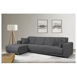 Ecksofa Home Affaire "LEMPS wahlweise Recamiere links oder rechts L-Form" Sofas Gr. B/H/T: 297cm x 85cm x 162cm, Struktur 2, Recamiere links, grau (dunkelgrau) incl. Zierkissen, Stellmaße 297x162 cm