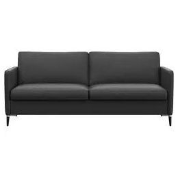 2,5-Sitzer FLEXLUX "Fiore, super bequem durch hochwertigen Sitzaufbau mit Kaltschaum" Sofas Gr. B/H/T: 181cm x 85cm x 92cm, Echtleder, schwarz (deep schwarz) schmale Armlehnen, Füße Alu+schwarz