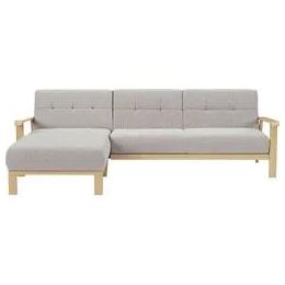 Sit & More Ecksofa SIT & MORE "Billund L-Form" Sofas Gr. B/H/T: 264cm x 88cm x 183cm, Chenille, Recamiere links, ohne Schlaffunktion, beige (linen) Armlehnen aus Buchenholz in natur, verschiedene Bezüge und Farben