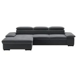 Sit & More Ecksofa SIT & MORE "Alcudia L-Form" Sofas Gr. B/H/T: 286cm x 73cm x 174cm, Soft clean, Recamiere links, mit Kopfteilverstellung-mit Armteilverstellung-mit Bettfunktion, grau (dunkelgrau) wahlweise mit Bettfunktion