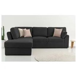 Ecksofa Home Affaire "Citry Schlafsofa" Sofas Gr. B/H/T: 242cm x 88cm x 224cm, Chenille, Ottomane links, grau (anthracite) Breite 242 cm, Chenille, Bettfunktion, Bettkasten, L-Form