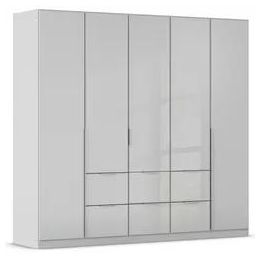 Drehtürenschrank Rauch "Kleiderschrank Kleiderschränke Schrank Garderobe AGORDO mit Glasfront" Schränke Gr. B/H/T: 226 cm x 210 cm x 54 cm, 5 St., grau (seidengrau, glas seidengrau) mit Außenschubkästen, in 6 Breiten und 2 Höhen MADE IN GERMANY