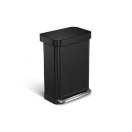 simplehuman 55L rechteckiger Pedalbehälter mit Liner-Tasche, schwarz