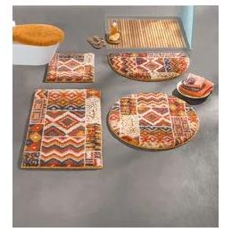 Badematte Grund Badematten Gr. 2 tlg. WC-Set mit Ausschnitt (47cm x 50cm),, orange (terra, gemustert)