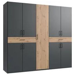 Drehtürenschrank wimex "Tibet" Schränke Gr. B/H/T: 225cm x 208cm x 58cm, 9 St., grau (graphit/ absetzung artisan eiche nachbildung) mit Schubkästen auf bequemer Zugriffshöhe