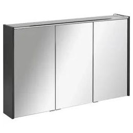 Spiegelschrank Fackelmann "Denver", grau (anthrazit), B:110cm H:68,5cm T:16cm, Spanplatte, Glas, Schränke, Badmöbel 4 Glaseinlegeböden, Schalter, Steckdose