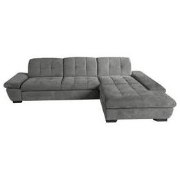 Ecksofa Alina "Salima" Sofas Gr. B/H/T: 297cm x 90cm x 204cm, Chenille GFS, Recamiere rechts, mit Bettfunktion, grau (dunkelgrau gfs 89) Inklusive Rückenlehnenverstellung