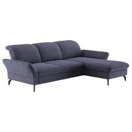 Sit & More Ecksofa SIT & MORE "Leandro L-Form" Sofas Gr. B/H/T: 267cm x 88cm x 200cm, Struktur weich, Recamiere rechts, mit Sitztiefenverstellung-mit Kopfteilverstellung-mit Armlehnfunktion-ohne Bettfunktion-ohne Bettkasten, blau (tiefblau) Wahlweise mit Bett-, Kopfteil - und Armlehnfunktion, sowie Bettkasten