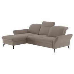 Sit & More Ecksofa SIT & MORE "Leandro L-Form" Sofas Gr. B/H/T: 267cm x 88cm x 200cm, Luxus-Microfaser Euphoria, Recamiere links, mit Sitztiefenverstellung-mit Kopfteilverstellung-mit Armlehnfunktion-mit Bettfunktion-mit Bettkasten, grau (elephant) Wahlweise mit Bett-, Kopfteil - und Armlehnfunktion, sowie Bettkasten